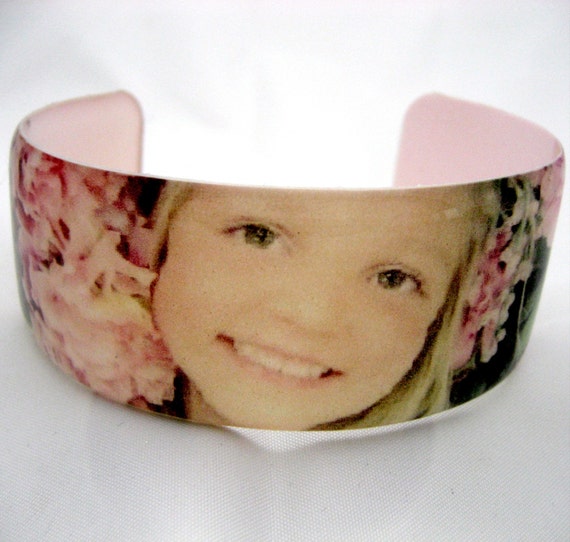 Custom Resin cuff bangle bracelet with your photo lightweight