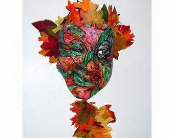 Autumn Fall Greenman Green Man Handpainted Box Leaves Leaf