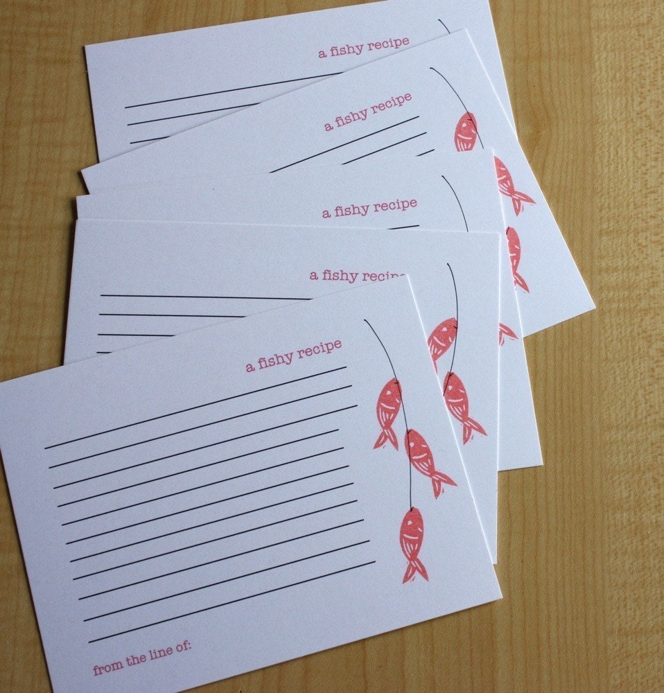 Seafood Recipe Cards Fish Recipe Cards A Fishy by pinkbathtub