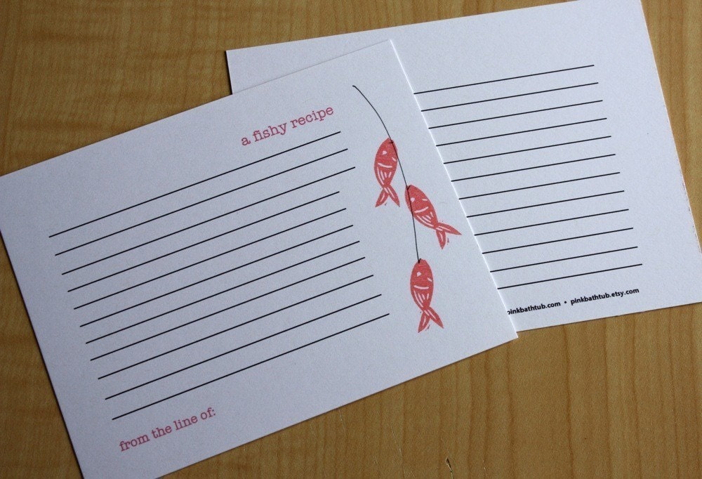 Seafood Recipe Cards Fish Recipe Cards A Fishy by pinkbathtub