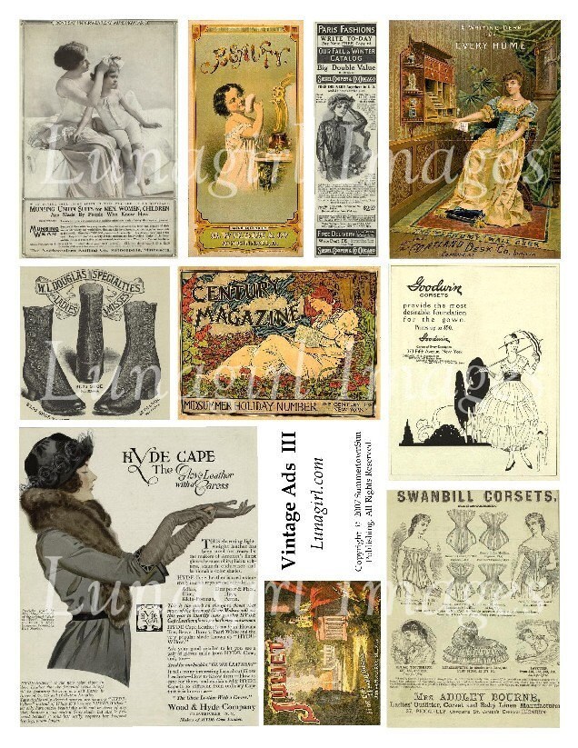 VINTAGE ADS 3 digital collage sheet vintage images antique