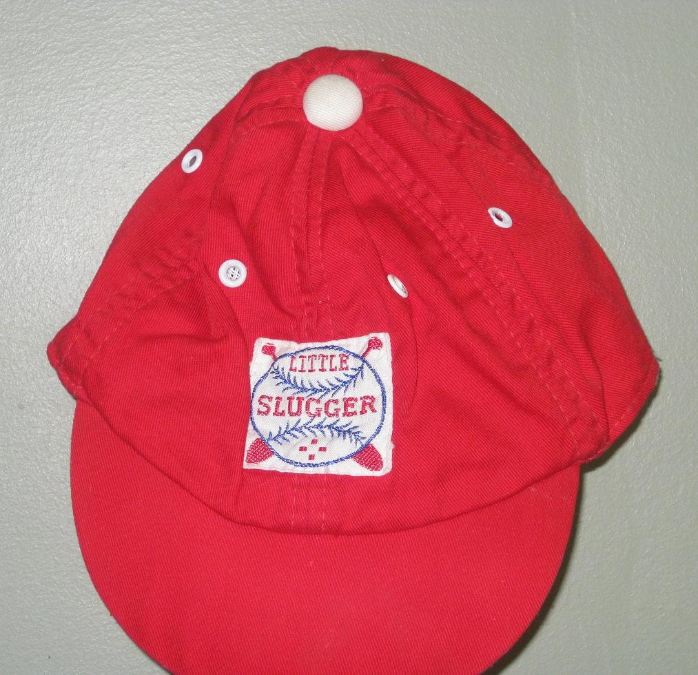 Vintage Red Little Slugger BASEBALL CAP Hat Toddler Boy 2-4T