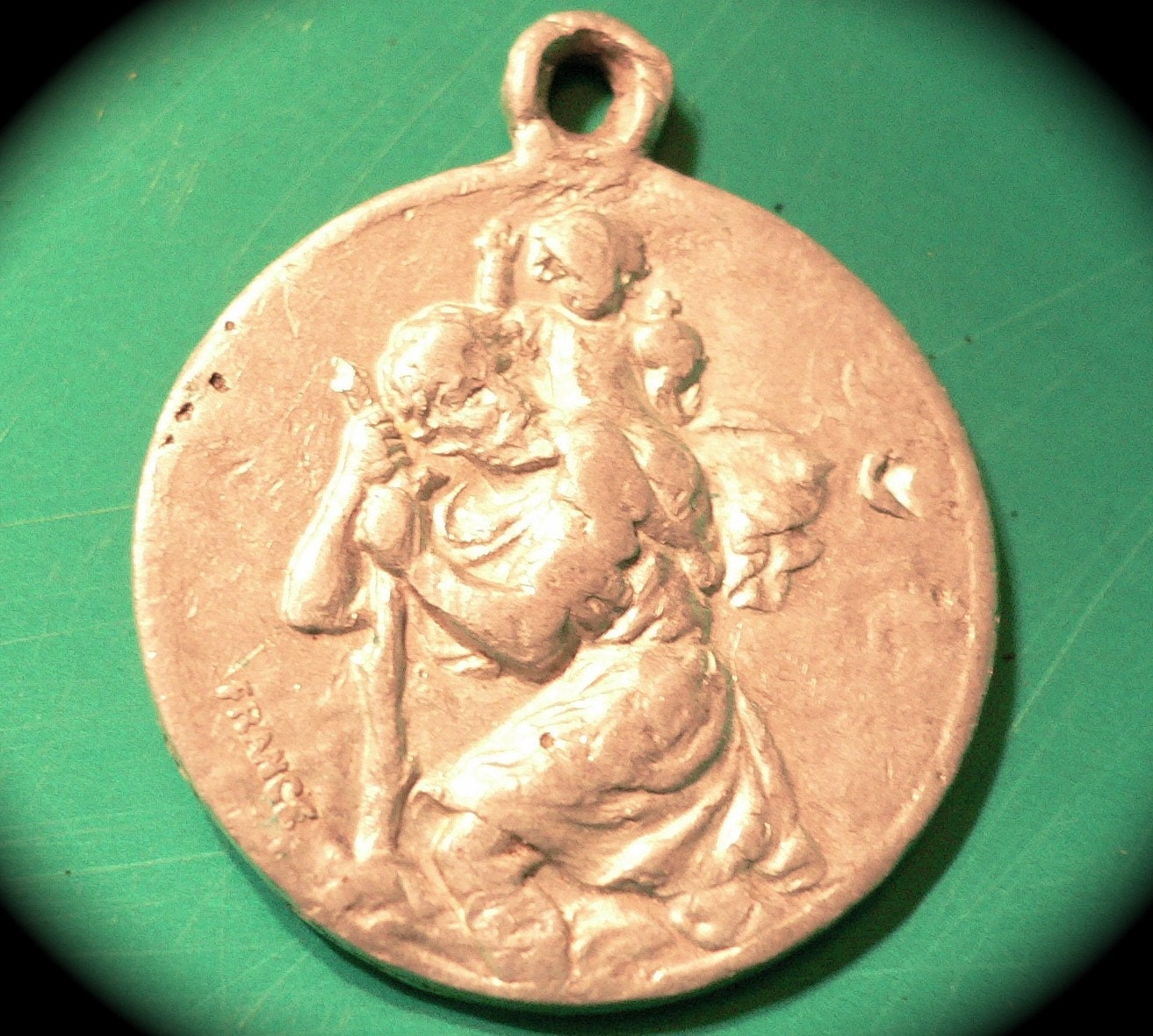 Antique 20s ST. CHRISTOPHER MEDAL Religious French