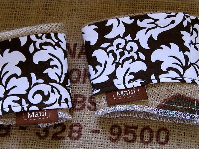 Java Lavalava ReUsable Coffee Cup Sleeve upcycled with Hawaii