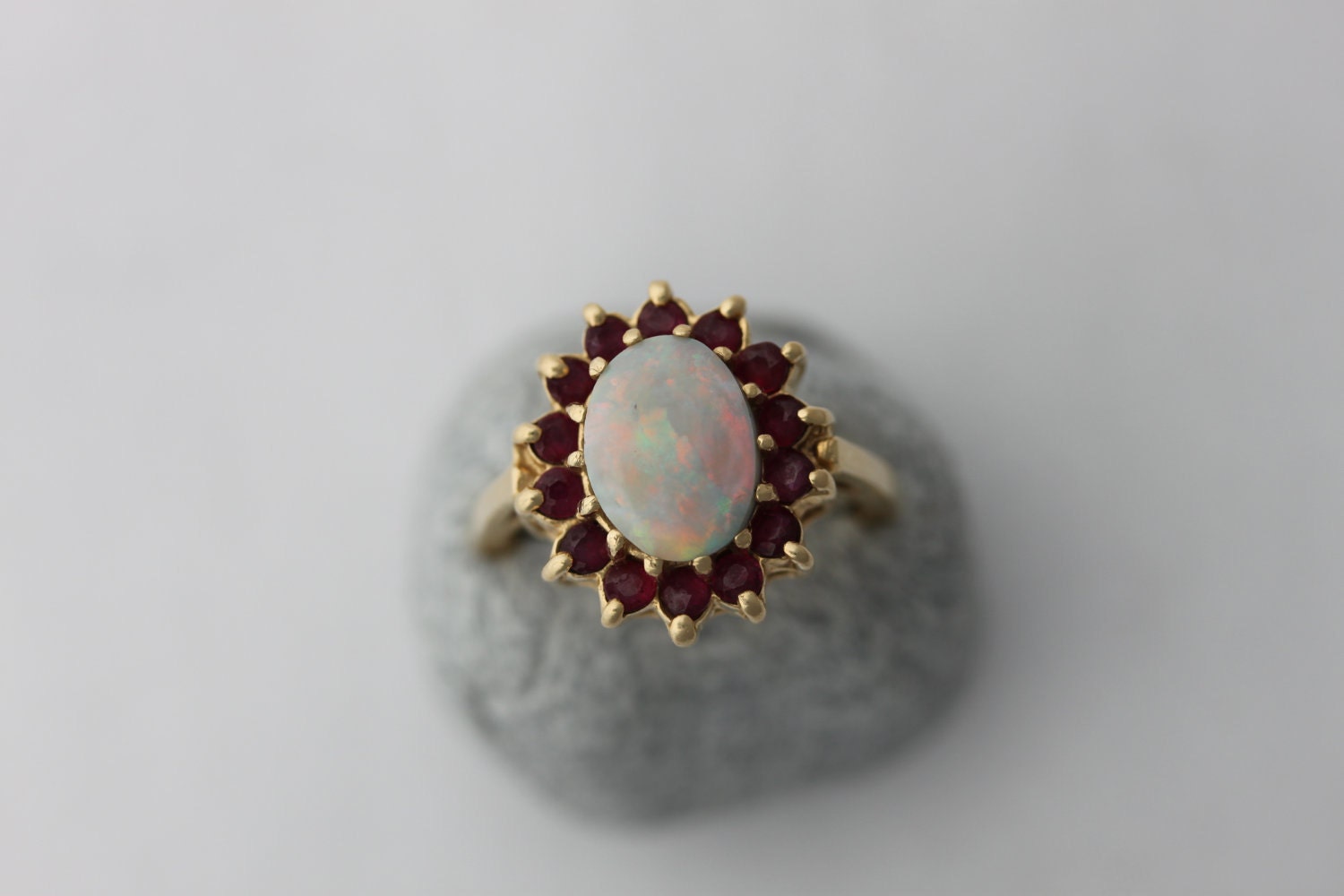 14K Gold Ruby and Opal Ring