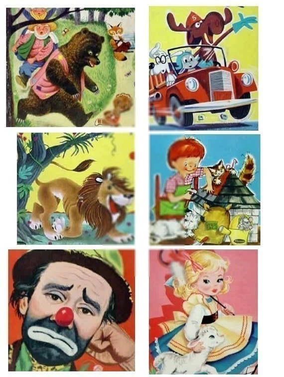 Vintage Childrens Book Characters Collage Sheets by KFcollection