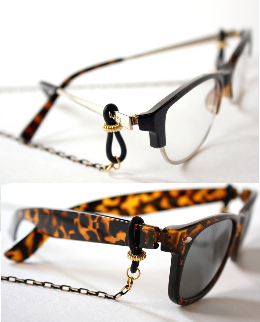 Eye glasses chain leash // gold & black // Golden Girls
