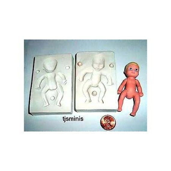 Full Body BABY DOLL Mold Two Piece Polymer Clay Push Mold