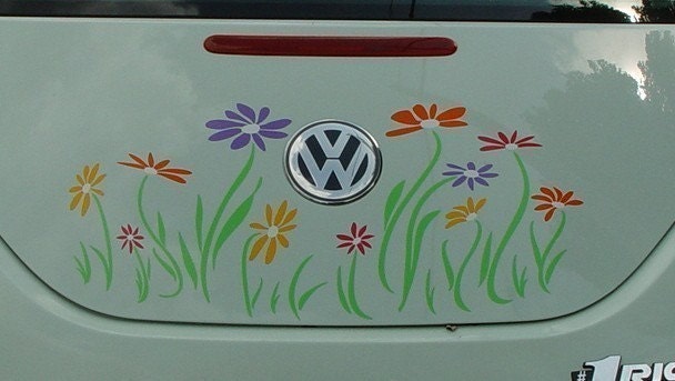 Daisy Flower Decal In Multicolors For Vw Beetletrunk Only