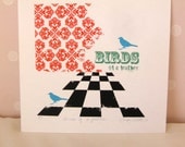 Items similar to Silk Screen Print - Birds of a Feather - original art ...
