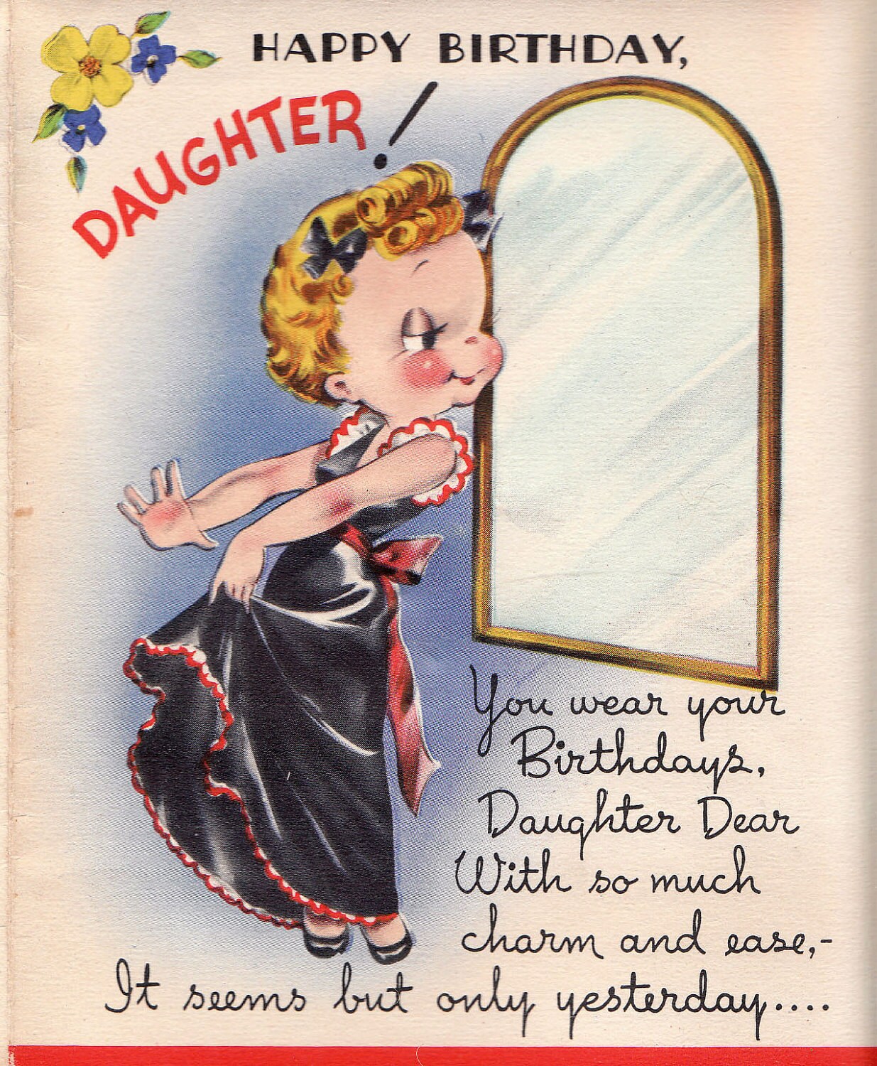 Vintage 1950s UNUSED Happy Birthday Daughter Greetings Card