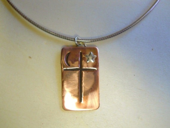 Mi'kmaq Micmac Flag Pendant copper sterling silver Native