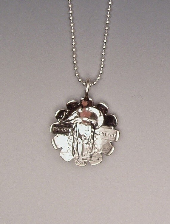 Sunflower Quarter Pendant made from Vintage by jessiedriscoll