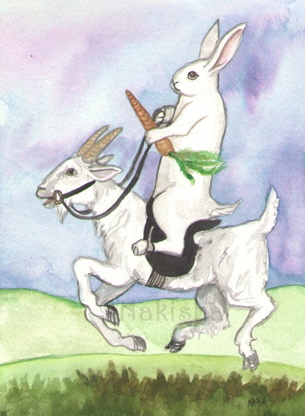 The Rabbit Tarot Original Art Knight of Carrots