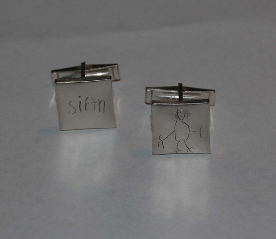 Your Child's Drawings made into Cuff Links for Dad
