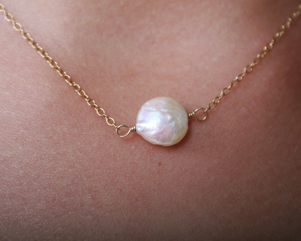 One Pretty Pearl Necklace in sterling silver by ericaburnsdesigns