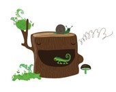 Items similar to 12 x 12 inch Square Poster Sleepy Lazy Stump on Etsy