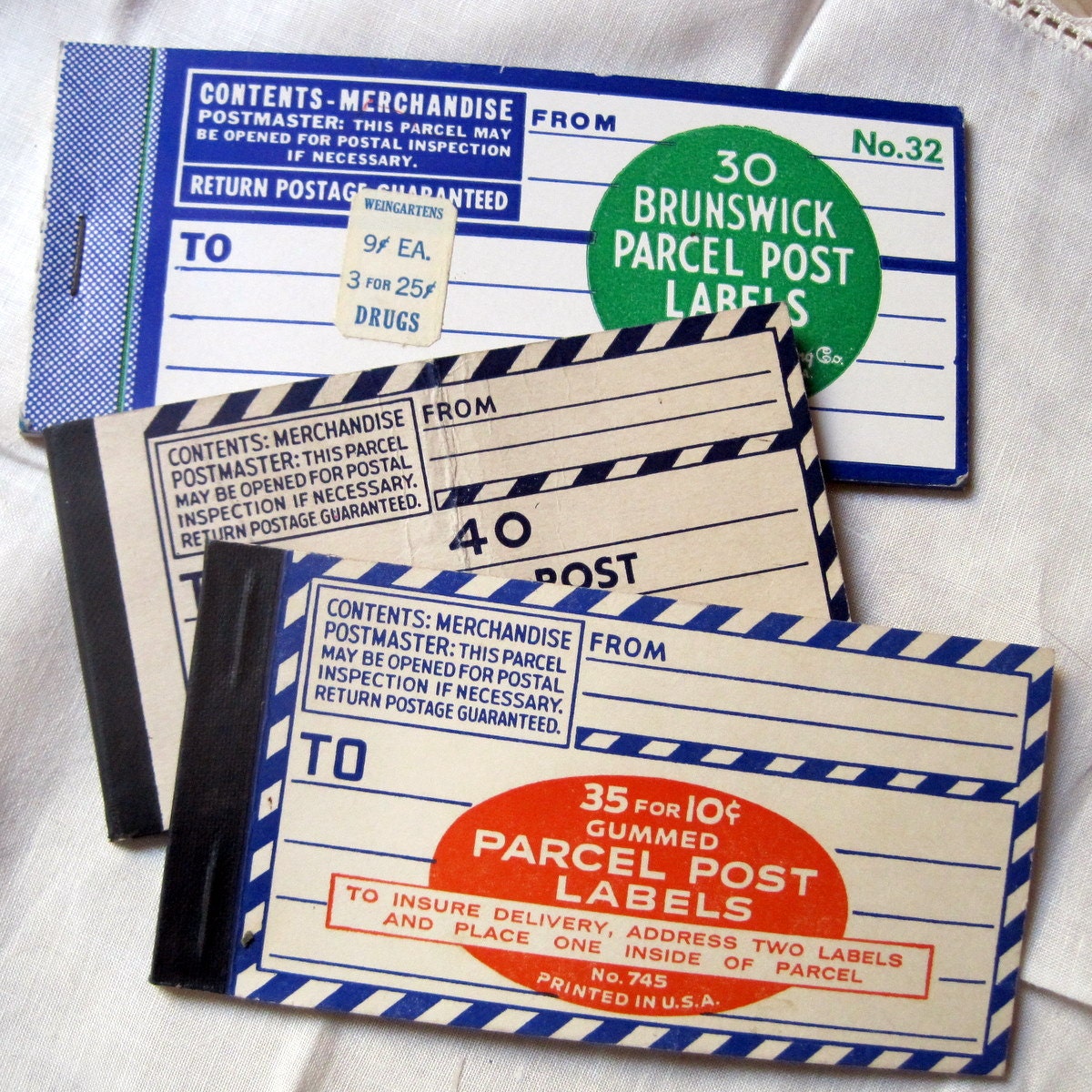 Three Vintage Parcel Post Label Books inc by Sugarpinkmoon