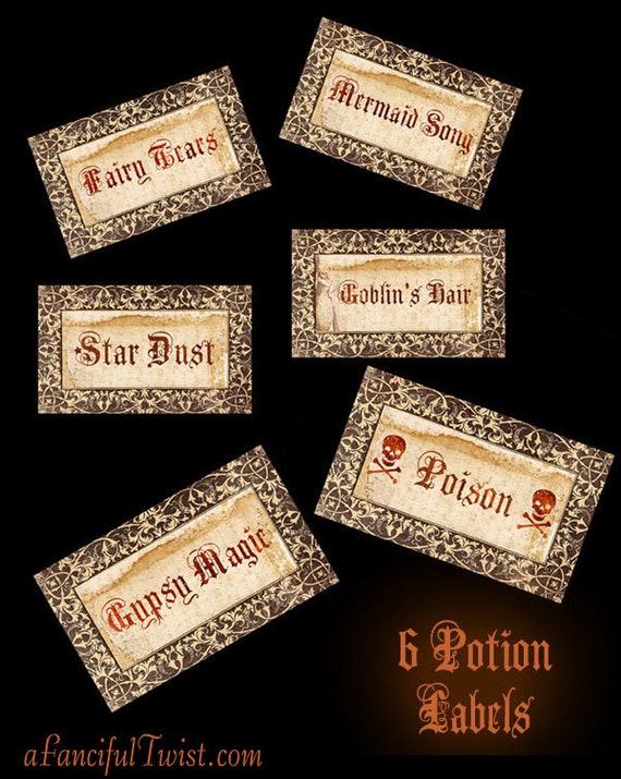 Potions and Spells Apothecary Jar Labels Magical Makings Set