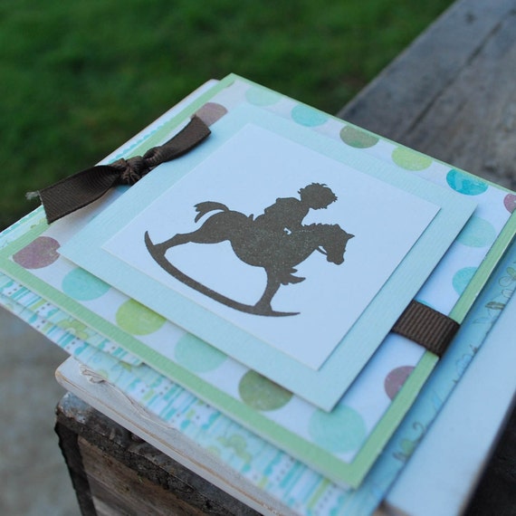 Items similar to SALE....Sweet Baby Boy card and envelope rocking horse ...