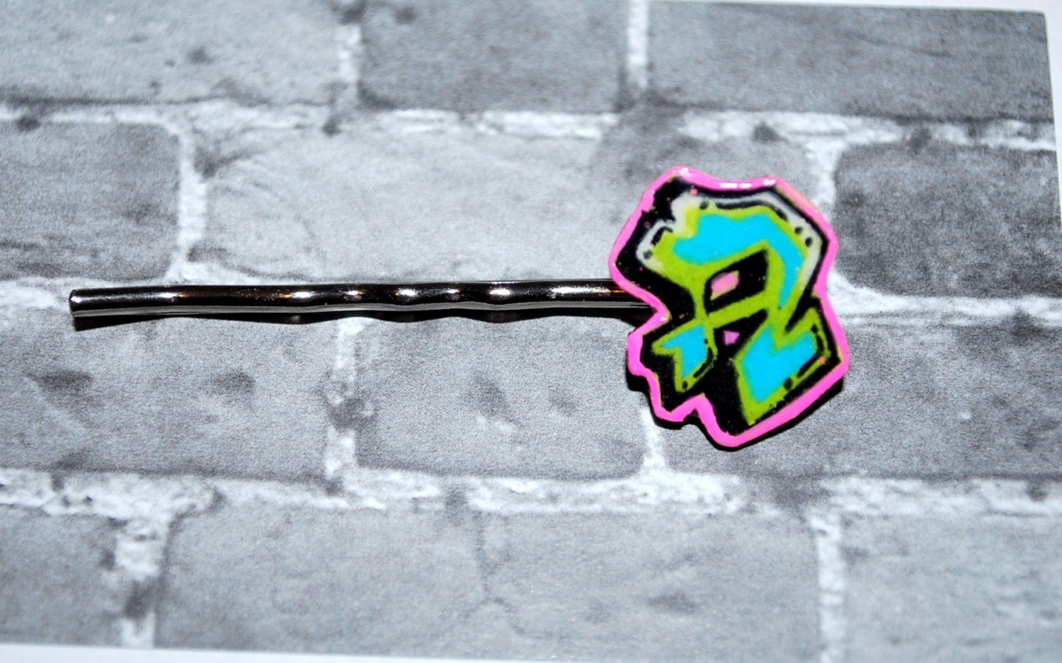 Graffiti Initial Bobby Pin by beebles by beebles on Etsy