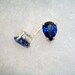 Earrings Gold Blue Sapphire posts studs eco friendly yellow