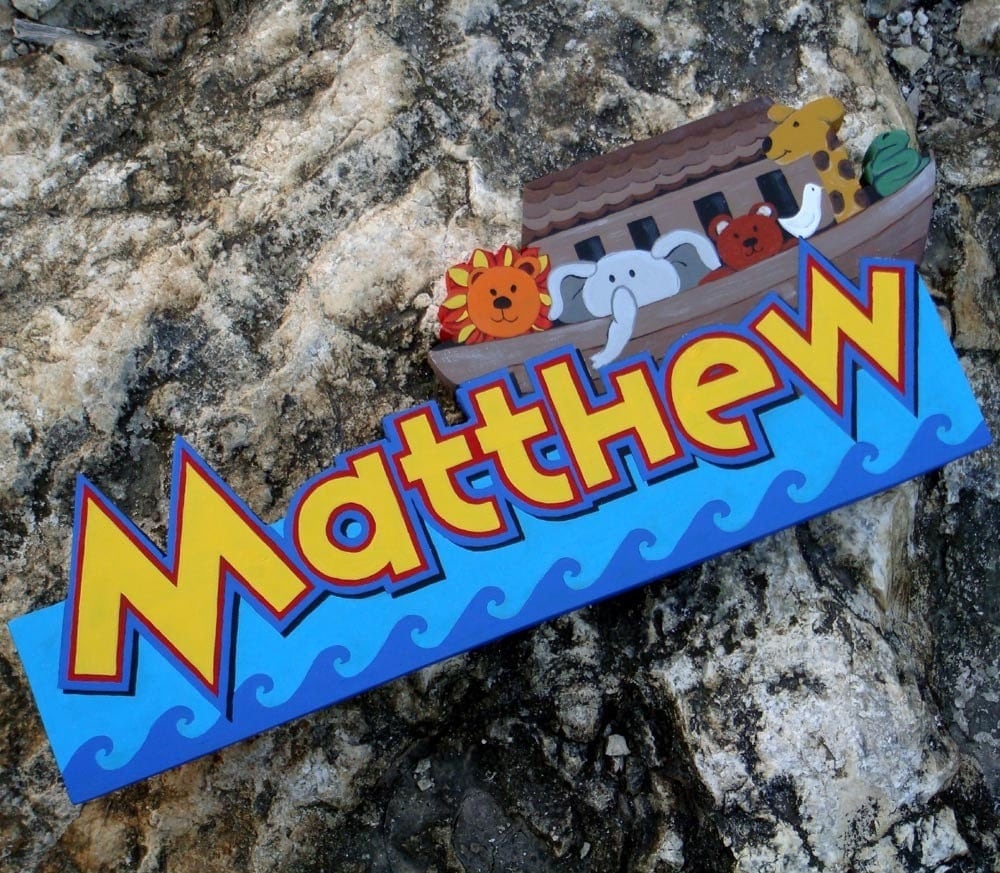 Items similar to Noah's Ark Sign, Custom Name Sign, OOAK Child's Name ...