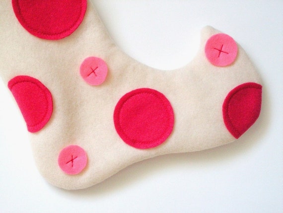 The Original Elf Felt Stocking brown pinks cream