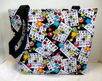 Large BINGO Tote Padded Bingo Bag Inside Pockets