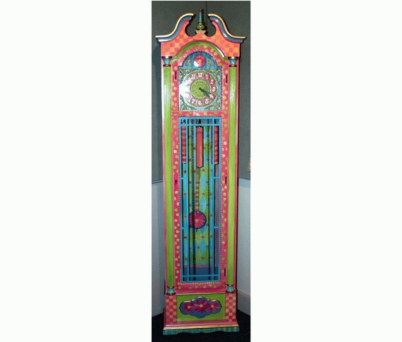 Items similar to Hand Painted OOAK Funky Whimsical Grandfather Clock ...