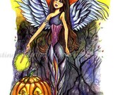 Items similar to Autumn Twilight Fairy angel fantasy fairy art print by ...