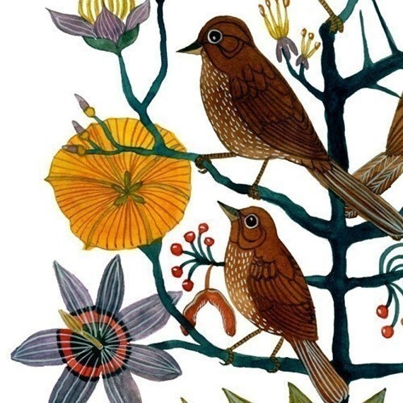 Five Sparrows by Geninne on Etsy