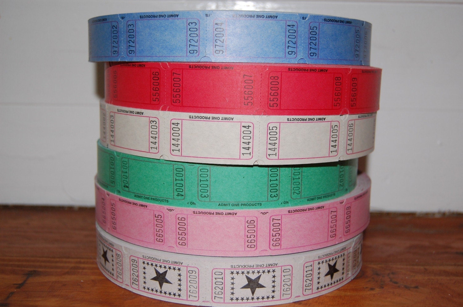 Blank Tickets 6 colors you choose your combination........75