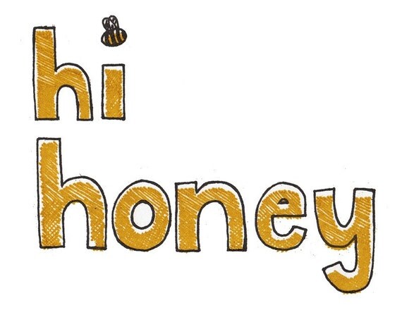 Items similar to Hi Honey Greeting Note Card 4 set Gocco on Etsy