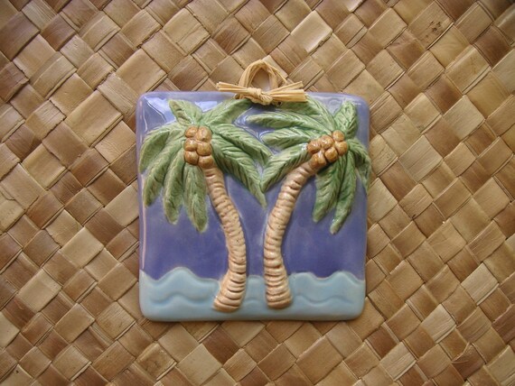 Items similar to Handmade Tropical Palm Tree Ceramic Decorative Wall ...