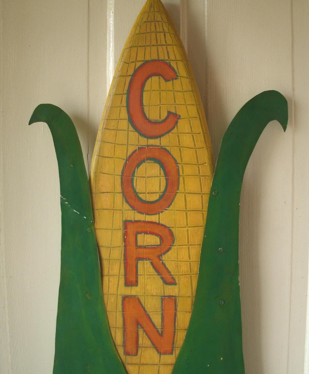 Folk Art CORN Sign Primitive Farm Stand Sign 40 by madampickay