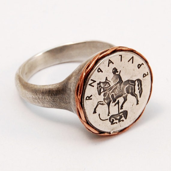 Madara Rider Ring silver with copper braid by BlindSpotJewellery