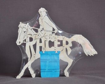 Barrel Racing Racer Horse Puzzle Wooden Toy Hand Cut with Scroll Saw