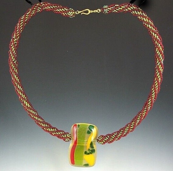 African Helix and Glass Pendant Necklace