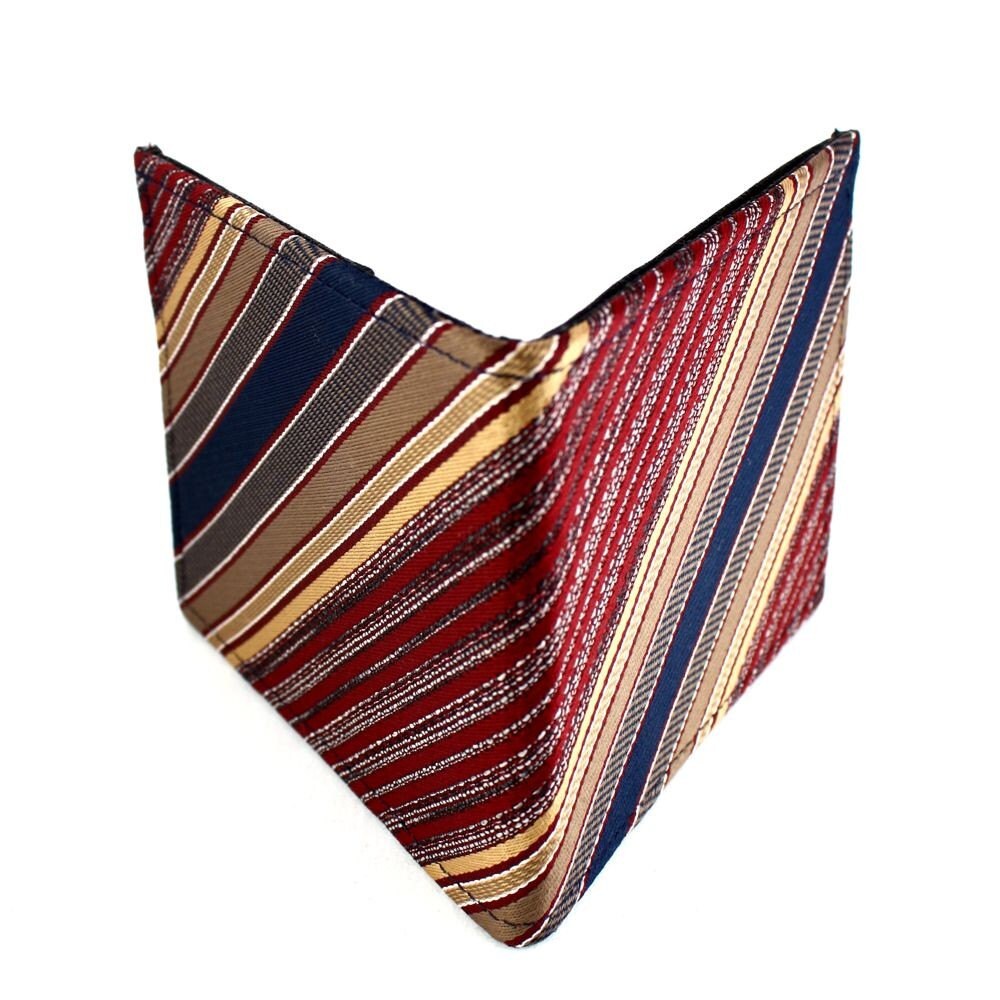 Necktie Wallet Recycled Red Blue Gold Striped Tie