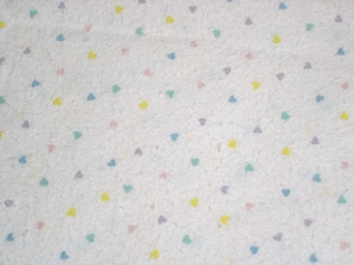 White Flannel Fabric with Tiny Hearts 42 x 2.6 Yards