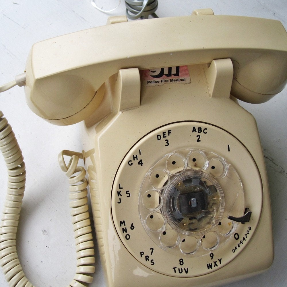 Vintage Rotary Dial Desk Phone Beige CLEAN works