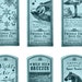 Fantasy Magic Potion Labels II BLUE digital collage sheet 1x3