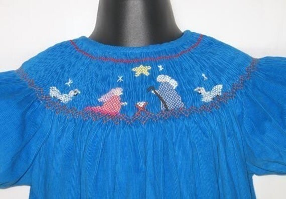 NATIVITY Scene Christmas smocked dress size 4T