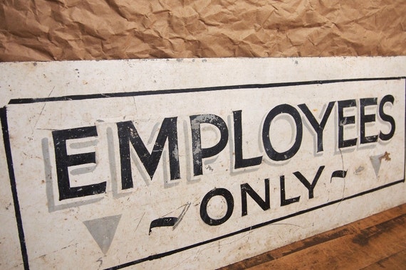 Fabulous vintage Employees ONly Sign with black by RuffByMargo