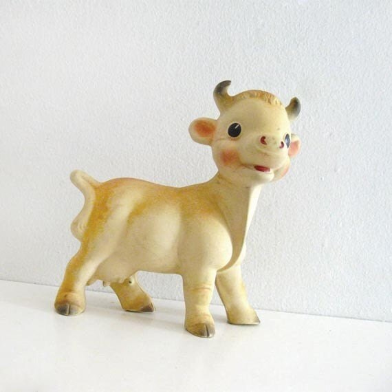 Vintage Squeaky Toy 1950s Rempel Milk Cow