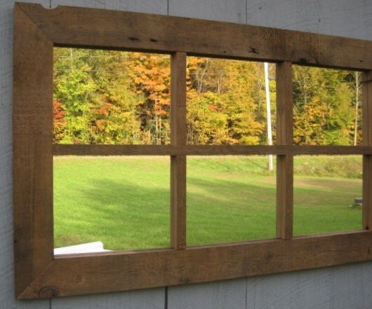 Extra Large Rustic Old Barnwood Window Pane Mirror Primitive