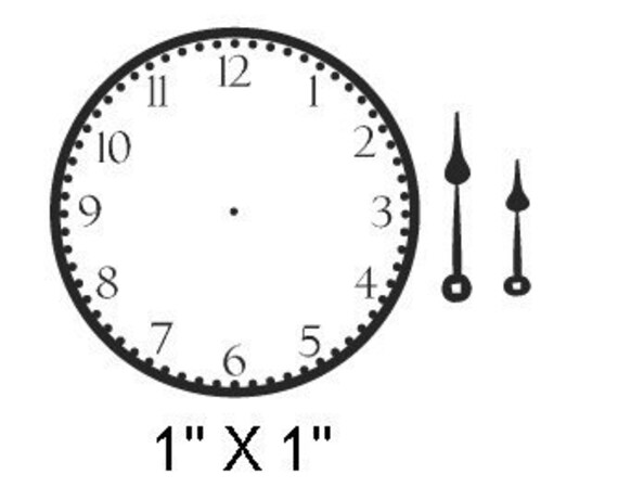 Mini Clock Face and Hands Rubber Stamp 030