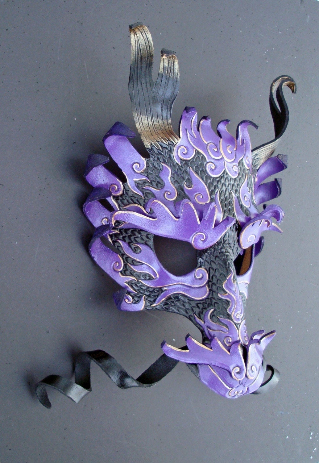 Royal Asian Dragon Mask...original handmade leather mask