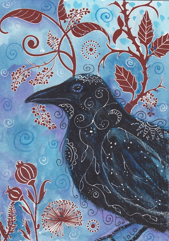 Gothic Raven original art